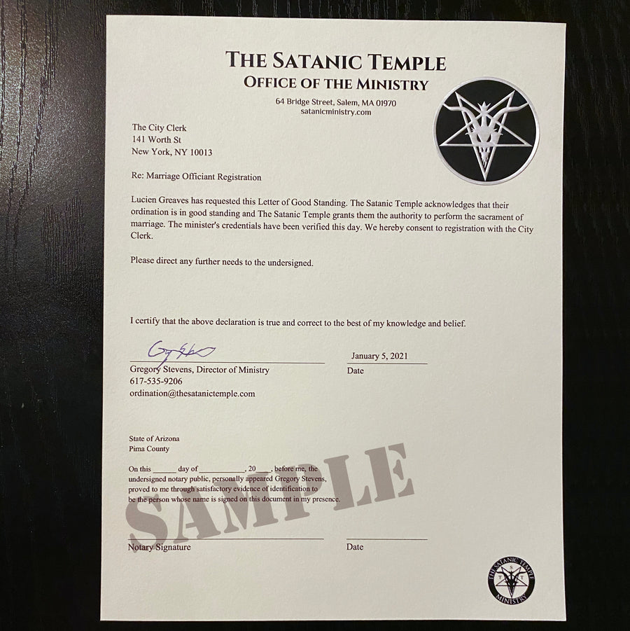 Credentials & Documents – Minister Supplies Store